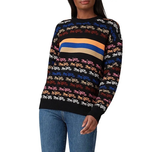 Coach | Sweaters | Coach Oversized Logo Stripe Sweater | Poshmark